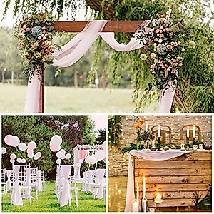 FYY 2PCS 10ft Chiffon Table Runner,29x120 Inches Romantic Wedding Runner,Pink Sheer Chiffon Table Cover Dressing Table Runner for Wedding Birthday Party Bridal Baby Shower Decorations-Pink