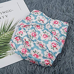 babygoal Reusable Cloth Diapers for Baby Girls, One Size Adjustable Washable Pocket Nappy Covers 6 Pack+ 6pcs Microfiber Inserts+4pcs Bamboo Inserts 6FG27