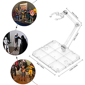 XISTEST Action Figure Stand, 8 PCS Assembly Action Figure Display Holder Base Doll Model Support Stand Compatible with HG RG SD SHF Gundam 1/144 Toy with Screwdriver Transparent
