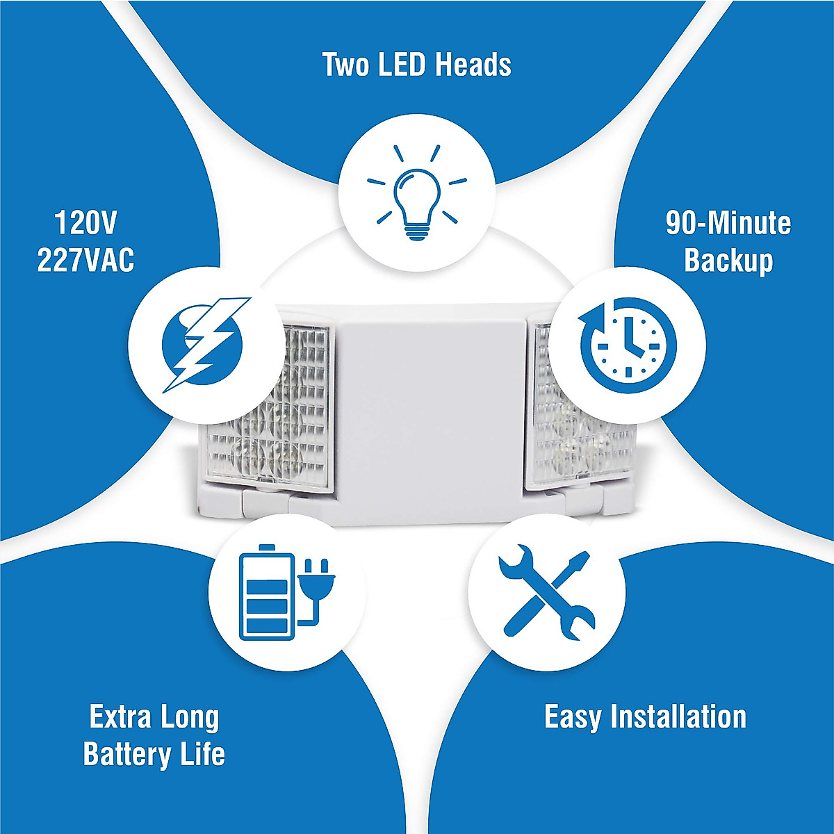 Ciata 6 Pack Led Emergency Lights with Battery Backup, for Home Power Failure, Hardwired with Adjustable Heads, Backup Battery, Emergency Lights for Business, Indoor Emergency Lights