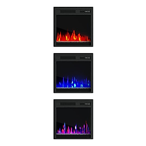 20" Electric Fireplace Wall Recessed Heater, 1500W/5100BTU (Black)