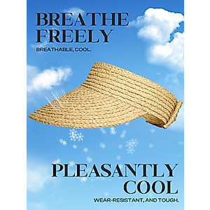Straw Hats for Women, Visor Hats for Women Beach Hats for Women Sun Hat Womens Straw Hat Made of Natural Raffia