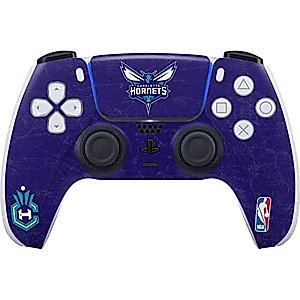 Skinit Decal Gaming Skin Compatible with PS5 Controller - Officially Licensed NBA Charlotte Hornets Distressed-Purple Design