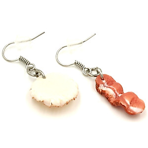 Polymer Clay Handmade Fried Bacon with Sunny Side up Egg Earrings