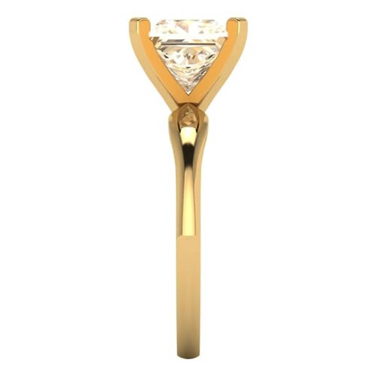 Clara Pucci 2.4ct Princess Cut Solitaire Genuine Natural Morganite Wedding Bridal Designer art deco Anniversary Ring 14k Yellow Gold