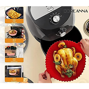 COREANNA Air Fryer Liners - "2-Pack Silicone Air Fryer Silicone Liners - Reusable, Heat Resistant, and Easy to Clean Replacement Pot for Air Fryer Oven Accessories - "Red"