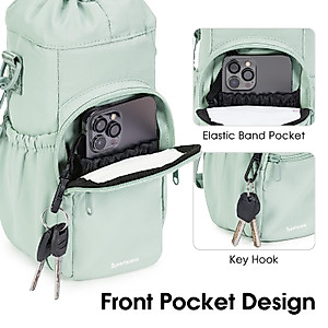 sportsnew Water Bottle Holder with Strap 32oz 40oz Insulated Water Bottle Carrier Sling Bag with Phone Pocket Tumbler Bag Cup Sleeve Crossbody Pouch for Walking Hiking Travelling Carrying, Green