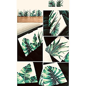 Botanical Prints Wall Art for Bathrooms Canvas Green Leaf Framed Green Plant Wall Art Pictures (12" x 16") Posters Fall Pictures Boho Sage Green Leaf for Bathrooms, 4 Pieces Tropical Plants Pictures Minimalist Greenery Watercolor Painting, Palm Banana Mon