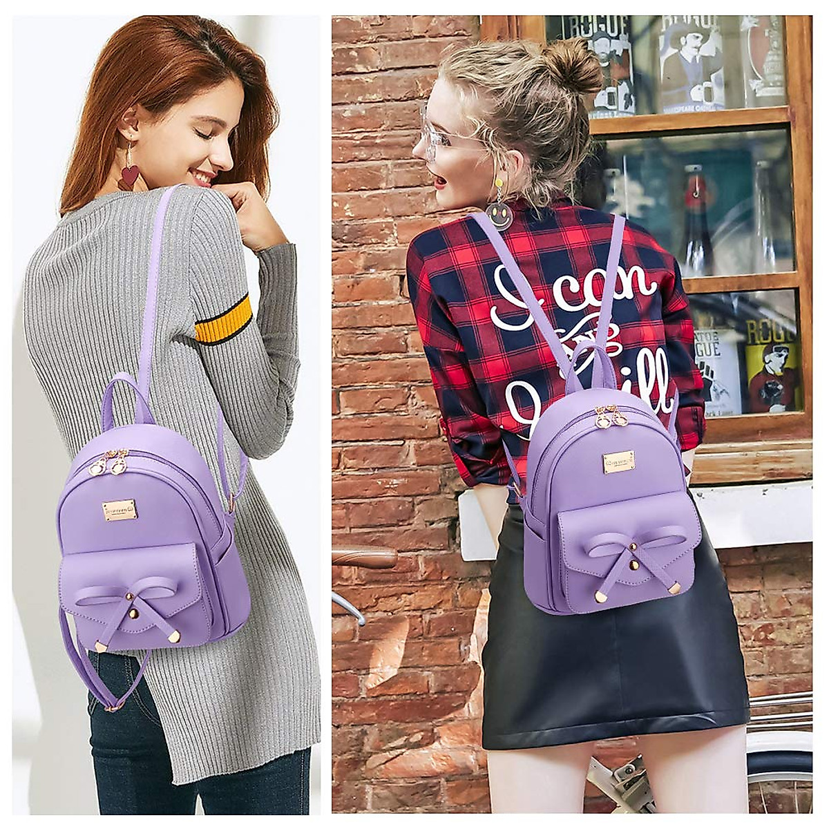 I IHAYNER Girls Bowknot Cute Leather Backpack Mini Backpack Purse for Women Turquoise