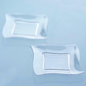 TABLECLOTHSFACTORY 120 Pcs - Clear 3" x 3" Stylish Mini Wave Disposable Plastic Dessert Plate
