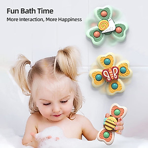 Baby Suction Cup Spinning Tops Toy, Suction Spinner Toys for Babies, Window Suction Toys for Baby High Chair Tray Bath Table Airplane Travel, Sensory Toys & Best Gift for Toddlers 1-3(Group B)
