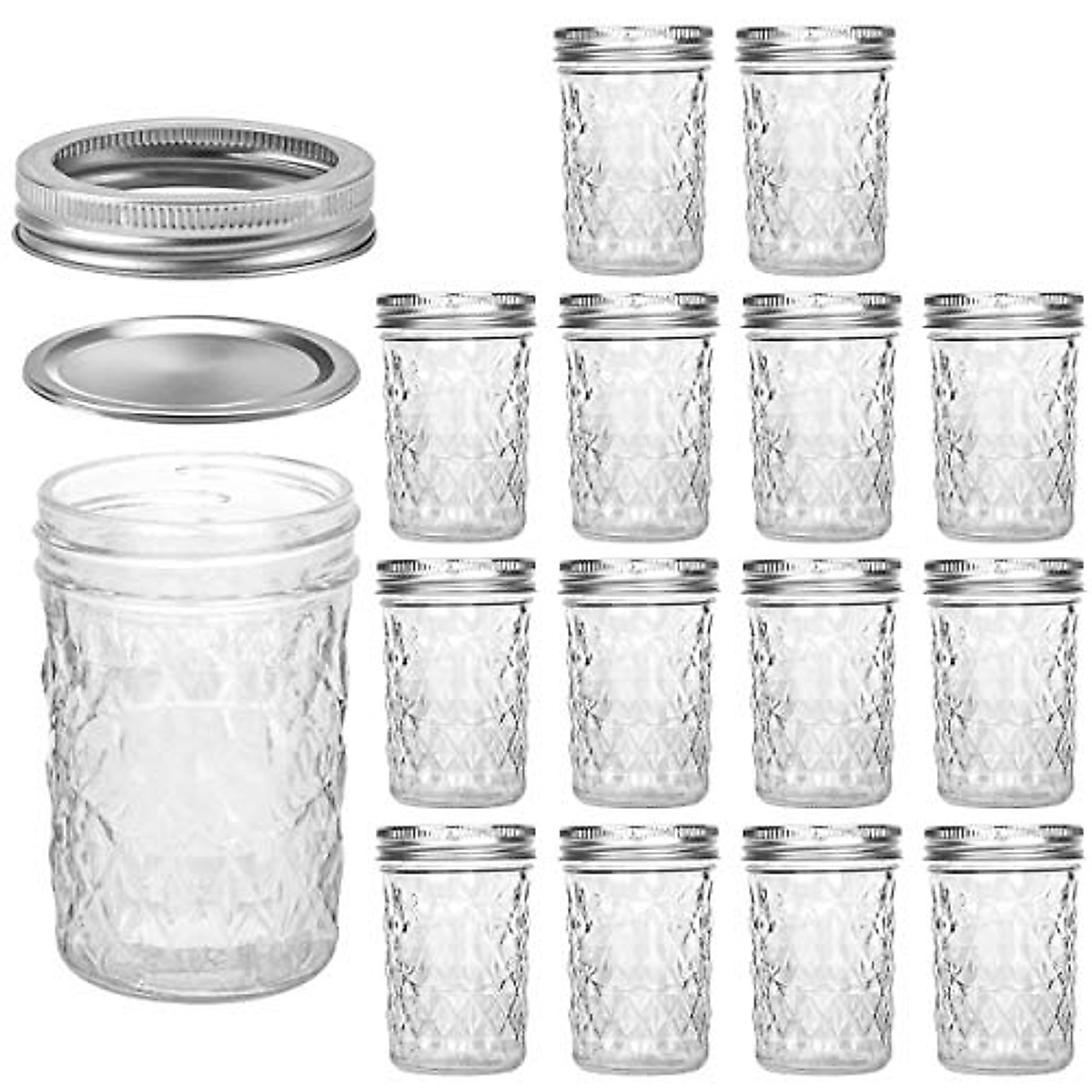 VERONES Mason Jars 8 OZ, 8 OZ Canning Jars Jelly Jars With Regular Lids, Ideal for Jam, Honey, Wedding Favors, Shower Favors, 15 PACK