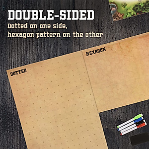 IMPRESA 27" x 23" Double Sided and Foldable Role Player Game Battle Grid Game Mat - for Dungeons and Dragons and Other RPGs - Double Sided - Includes Markers and Eraser