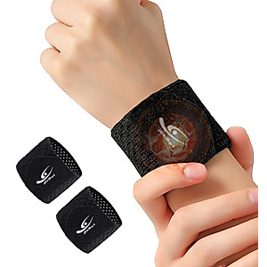 HiRui Wrist Compression Wraps, Wrist Brace Wrist Support for Sports, Mouse Hand, Mother's Hand, Carpal Tunnel Arthritis, Tendonitis - Premium Elastic & Breathable Mesh Fabric (Black, Medium)