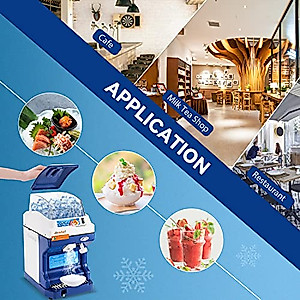 Newhai Ice Shaver Commercial Ice Crusher Electric Shaved Ice Machine 300W Automatic Snow Cone Maker 1400RPM Thickness Adjustable 441 LBS/H Ice Shaving Machine
