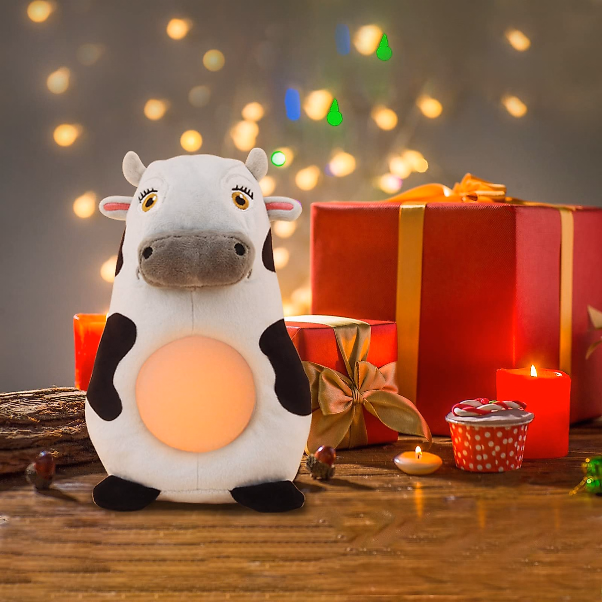 TOYMAKER La Granja de Zenon Stuffed Animals Cow Plush La Vaca Lola Spanish Toys Baby for Babies Cow Toys 6 to 12 Months Crib Soother with Music and Lights for Birthday Christmas