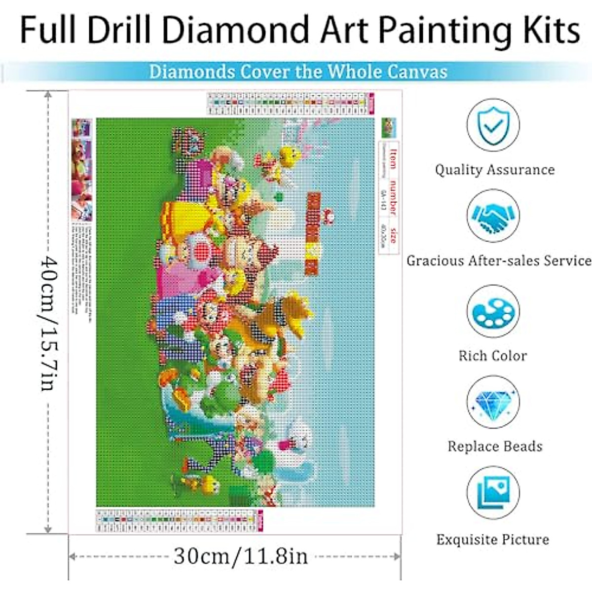 GemZono Diamond Painting Kit, 5D Carton Diamond Art for Adults & Kids, Full Drill Diamond Dots, Extra Diamonds, DIY Home Wall Decor Gifts 12x16inch