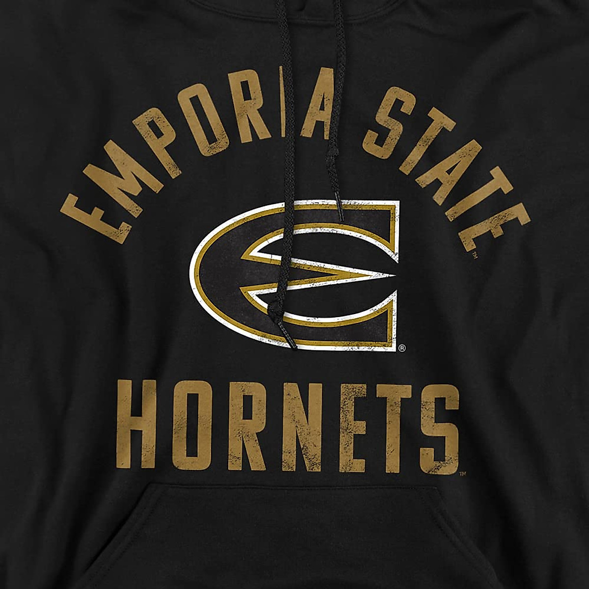 Emporia State University Official Hornets Logo Unisex Adult Pull-Over Hoodie, Emporia State University, Black, Large