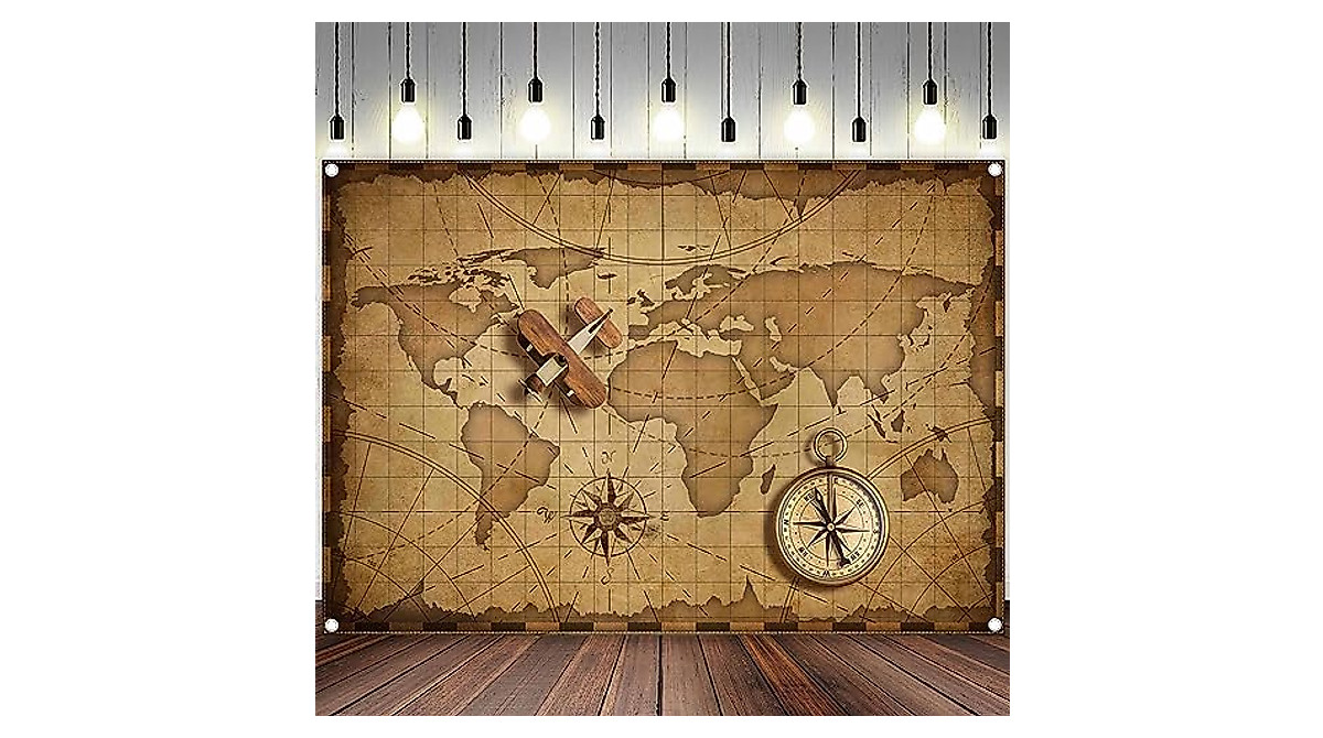 Vintage World Map Backdrop for Great Events