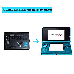 Vvsialeek CTR-003 Replacement Battery Compatible with Nintendo 3DS CTR-001 MIN-CTR-001 N3DS with Toolkit