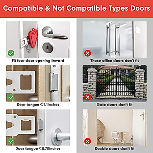 Portable Door Lock,Stainless Steel Travel Door Lock for Security,Portable Security Door Stop (Red)