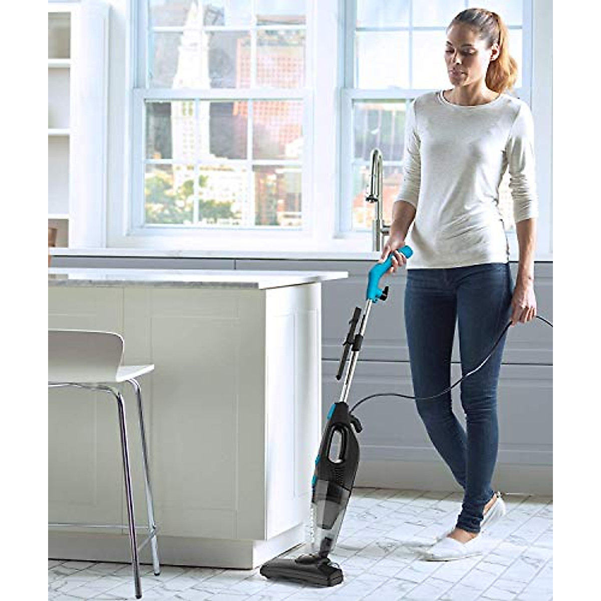 Eureka Home Lightweight Stick Vacuum Cleaner, Powerful Suction Corded Multi-Surfaces, 3-in-1 Handheld Vac, Blaze Blue