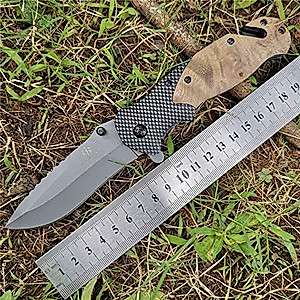 DOOM BLADE 3.35" Blade Pocket Folding Knife with Glass Breaker, Seatbelt Cutter and Pocket Clip,EDC Knife with wood handle Sharp Tactical Camping Survival Hiking Knives (Type1)