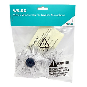 Movo WS-RD8 Dual-Layered Furry Lavalier Microphone Windscreen Fitted for 8mm Lav Mics (2 Pack)