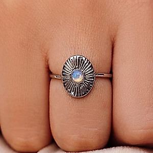 Pura Vida Ring Silver Plated Sun Ray Ring - Handmade Ring with Glass Opal Stone, Brass Base with Rhodium Plating - Silver Rings for Women, Cute Rings for Teen Girls, Boho Jewelry for Women - Size 8