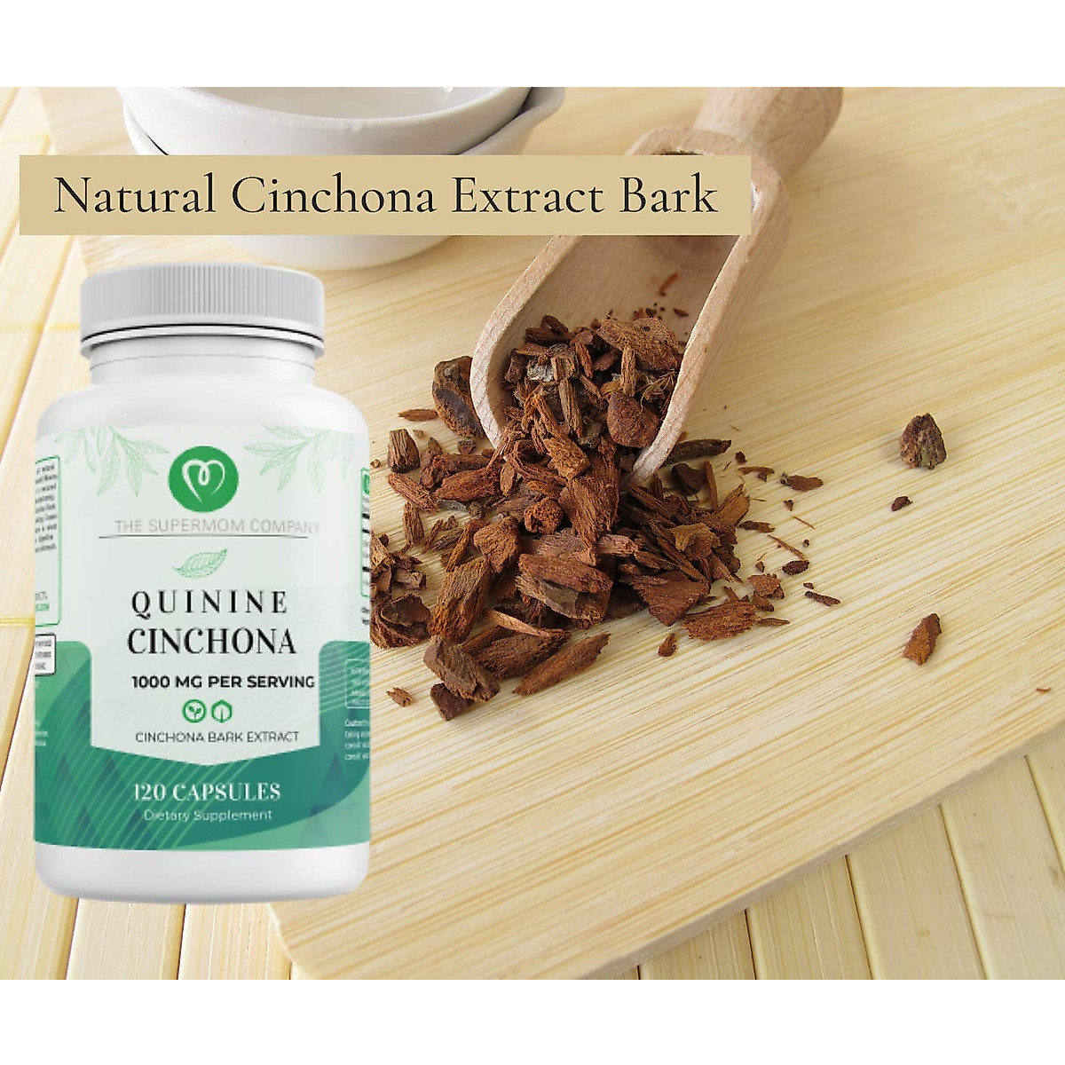 Quinine Cinchona Bark Extract Herbal Supplement for Boosting Immune System, Leg Cramping Relief, Muscle Cramps and Overall Digestive Health - All-Natural 1000 mg Per Capsule - 120 (120 Count)