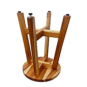 EcoDecors Shoji Teak Shower Stool 18" High Solid Teak Wood Shower Stool with 12" Round Seat Fully Assembled Shower Stool in Earthy Teak Finish