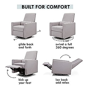 DaVinci Piper Upholstered Recliner and Swivel Glider in Grey with Cream Piping, Greenguard Gold & CertiPUR-US Certified