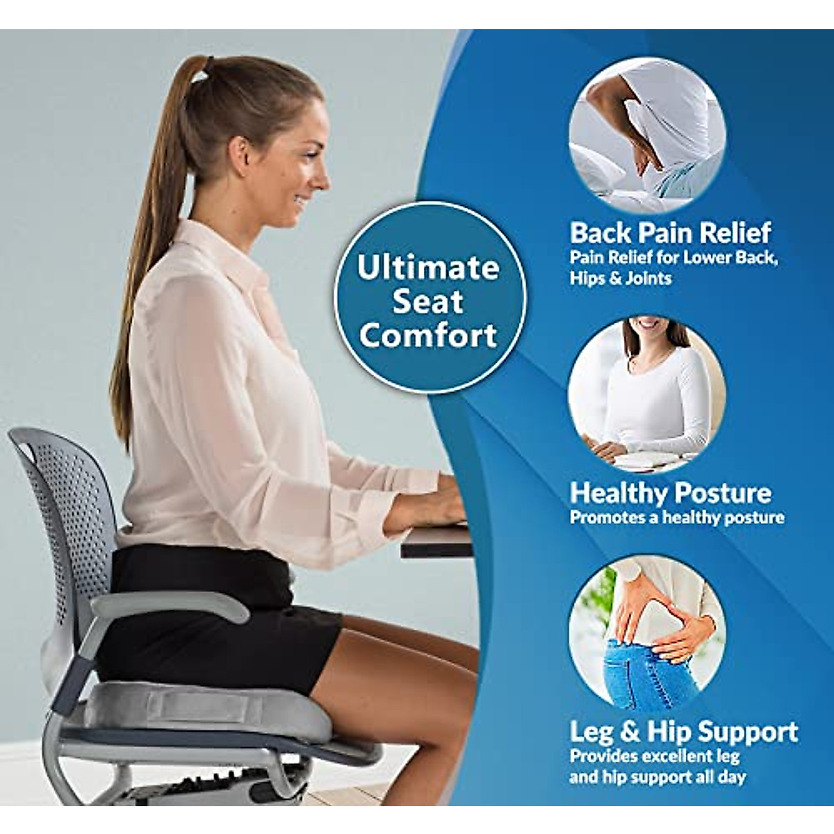 ComfiLife Gel Enhanced Seat Cushion - Non-Slip Orthopedic Gel & Memory Foam Coccyx Cushion for Tailbone Pain - Office Chair Car Seat Cushion - Sciatica & Back Pain Relief