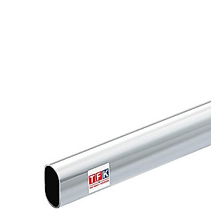 13" Long Aluminum Oval Wardrobe Tube Closet Rod (1/4,1/2,3/4), Polish Chrome Oval Tubing + 2 End Supports - Custom Length -