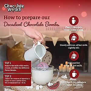 Hot Chocolate Bombs by Chocolate Works | Premium Hot Cocoa Bombs with Marshmallows | Made with Real Milk Chocolate, Dark Chocolate and White Chocolate | Pack of 3 Cocoa Bombs