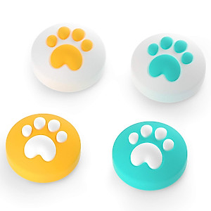 Thumb Grips Cap for Nintendo Switch/OLED/Switch Lite, Cute Analog Stick Cover Skin for Joy-Con Thumbstick,4Pcs (Yellow&Teal)