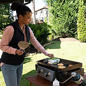 Razor Griddle GGT2130M 25 Inch Outdoor 2 Burner Portable LP Propane Gas Grill Griddle with 318 Square Inch for BBQ Cooking and Frying, Black (Steel)