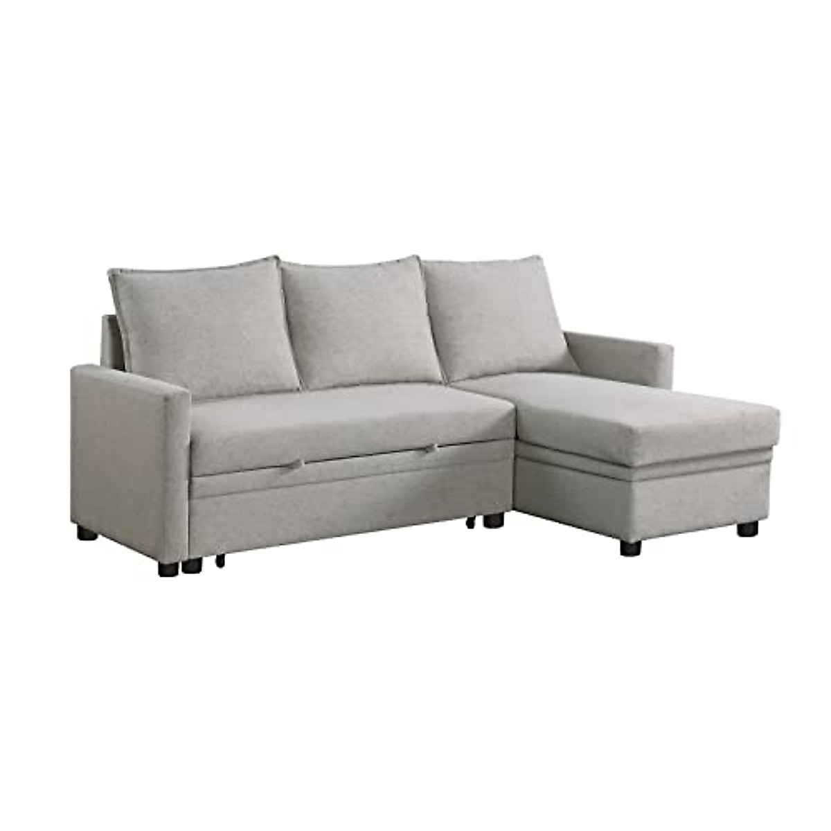 Devion Furniture Andy Sectional Sleeper Sofa Bed, Light Gray