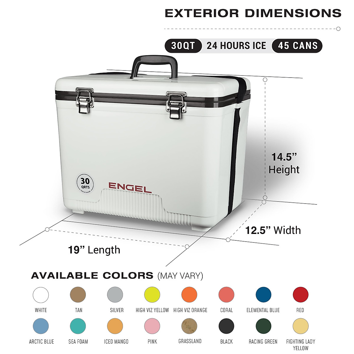 Engel UC30 30qt Leak-Proof, Air Tight, Drybox Cooler and Hard Shell Lunchbox for Men and Women in Seafoam
