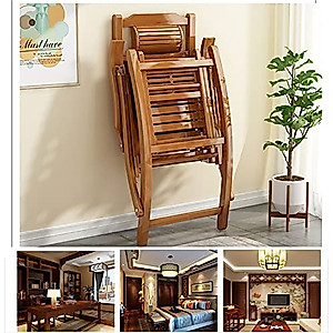 Lounge Chair, Wooden Recliners for Garden Folding Chair Bamboo Recliner Folding Rocking Chair - Balcony Home Lounge Chair, Adjustable Backrest Elderly Chair (Color : Wood)
