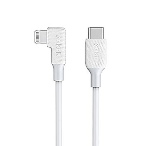 Anker USB-C to 90 Degree Lightning Cable (3 ft), MFi Certified, Supports Power Delivery for iPhone SE / 11 Pro/X/XS/XR / 8 Plus/AirPods Pro, iPad 8, iPod Touch, and More(White)