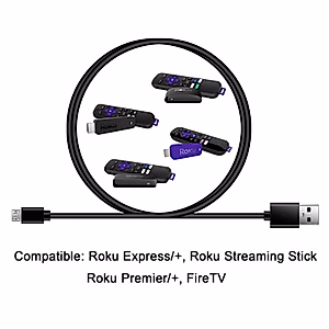 5V 1A/1.5A USB Power Adaptor Supply Charger Replacement for Roku Streaming Stick, Roku Express/Plus,Express 4K/Plus, Premiere/Roku Voice Remote Pro(NOT for Roku Ultra&Streaming Stick Plus/4K)