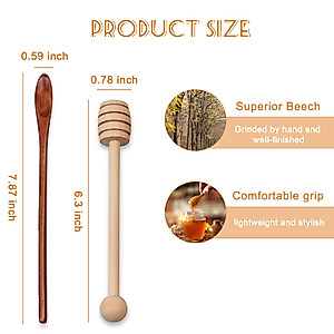 6.3Inch Wooden Honey Dipper Sticks: Long Handle Coffee Stirring Spoons - Honey Comb Sticks - Honey Wand for Honey Jar Dispense Drizzle Honey Wedding Party Favors