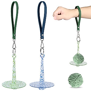 US 2Pcs Wrist Yarn Holder Portable Yarn Holder with Wrist Strap Acrylic Wrist Yarn Spinner Detachable Yarn Ball Holder Lightweight Crochet Yarn Holder Handheld Yarn Holder for Crocheting Knitting