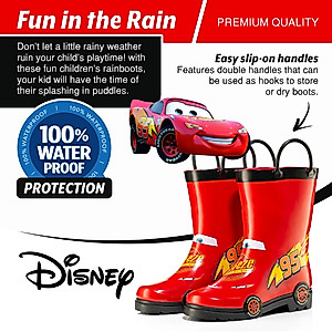 Disney Cars Kids Lightening Mcqueen Rust eze Boys Waterproof Easy-On Red Rubber Rain Boots - Size 11 Little Kid