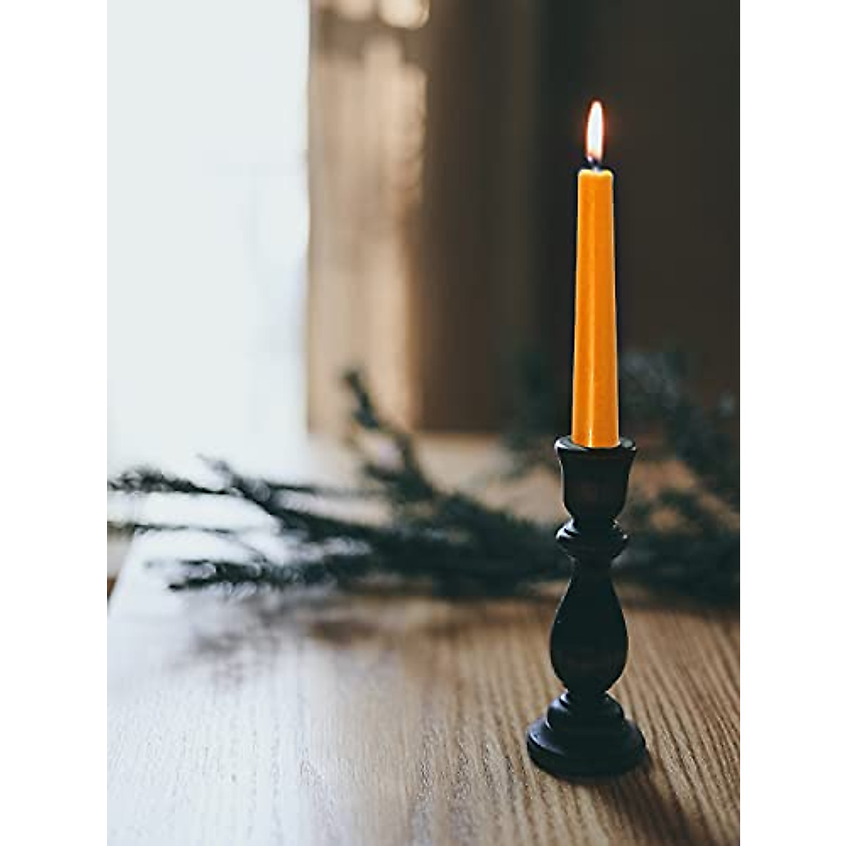 Hyoola Tall Taper Candles - 10 Inch Orange Unscented Dripless Taper Candles - 8 Hour Burn Time - 12 Pack