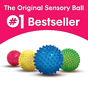 Edushape Sensory Balls for Baby - 4” Transparent Color Baby Balls That Help Enhance Gross Motor Skills for Kids Aged 6 Months and Up - Pack of 4 Vibrant Colorful and Unique Textured Balls for Baby