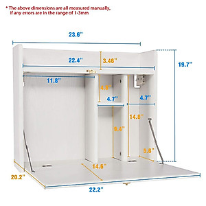 KZHOME Multifunctional Folding Wall-Mounted Laptop Desk Writing Table with Storage Shelves, for Home Office, White