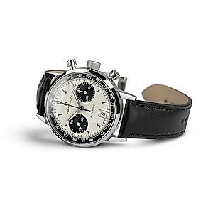 Hamilton Watch American Classic Intra-Matic Auto Chrono | Swiss Made | 40mm Stainless Steel Case | White Dial Analog Watch | Black Leather Strap (Model: H38416711)