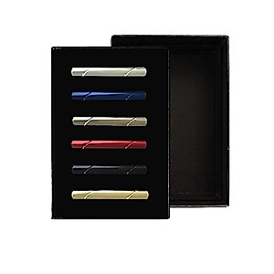 QIMOSHI 6pcs Tie Clips for men Tie Bar Clip Set for Regular Ties Necktie Wedding Business Tie Pin Clips